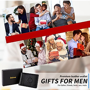 SIMBOOM Airtag Wallet Men, Slim AirTag Wallet Bifold RFID Blocking with Money Clip Multiple Cards Pocket, Gifts for Mens(Carbon Black)