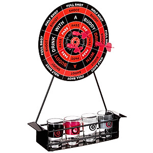 Crystal Clear Shot Glass Darts Bar Game, 10 Piece Set, Biack