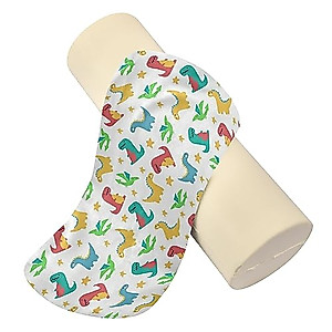 Vnurnrn Dinosaurs Neck Support Pillow Round Neck Roll Bolster Cylinder Pillow Cervical Pillows Body Pillow for Leg Knee Back Head Support for Work Women Men Traveling Headrest