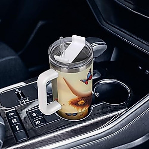 Highland Cow (2) Tumbler with Handle Travel Mug Water Bottle Tea Coffee Cup White-style