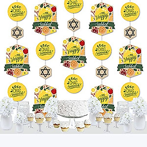 Big Dot of Happiness Sukkot - Sukkah Jewish Holiday DIY Dangler Backdrop - Hanging Vertical Decorations - 30 Pieces