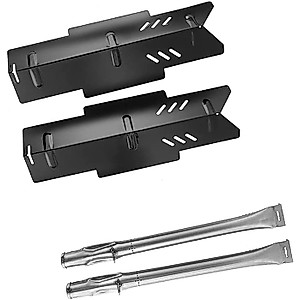 Uniflasy Grill Replacement Parts Kit for Dyna-Glo DGF350CSP DGF350CSP-D 2-Burner Open Cart Propane Gas Grill Stainless Steel Heat Plate Shield and Grill Burner and Cast Iron Cooking Grid Grates