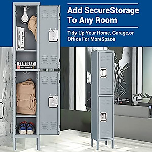Fesbos Metal Lockers for Employees Steel Storage Locker with 2 Doors for Office School Gym Metal Storage Cabinets for Home, Office, Gym, School