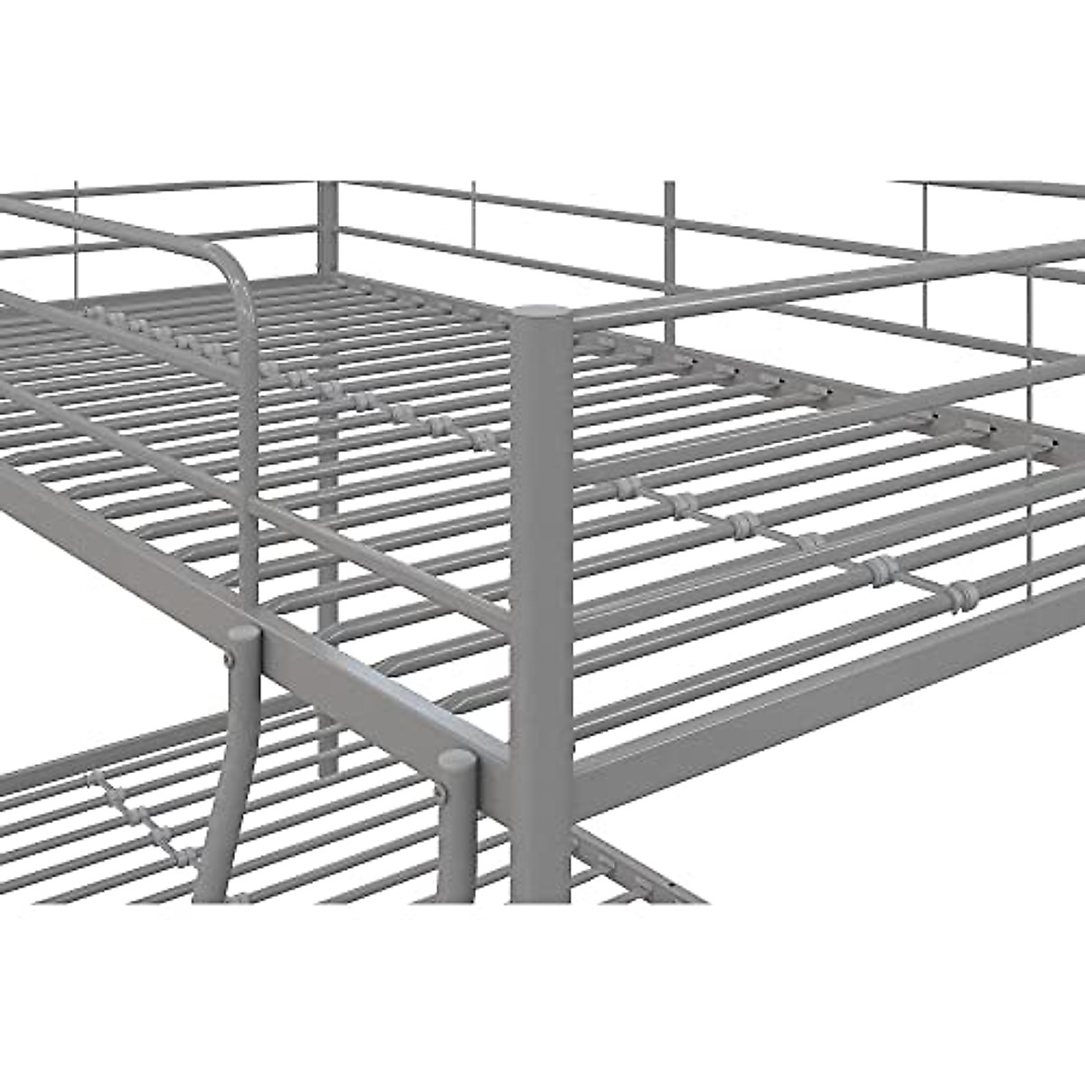 Junior Loft Bed Frame with Ladder, Twin-Over-Twin Bunk Bed with Metal Frame and Ladder with Safety Guard Rail & Sturdy Inclined Ladder,No Box Spring Needed,Twin,Black