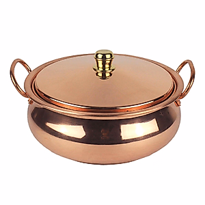 Fenteer Copper Pot for Stovetop, Induction Beautiful Shape Cooking Pot with Lid Saucepan Copper Cookware Hot Pot for Restaurant Home, 20cm