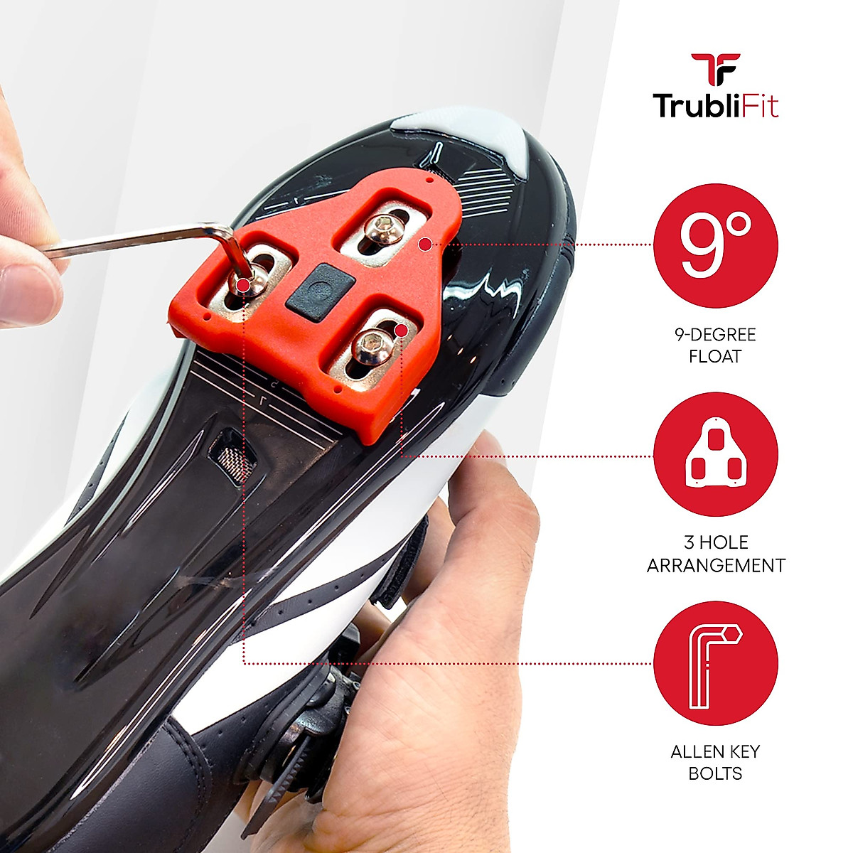 Replacement Bike Cleats Compatible with Look Delta and Peloton Bike, Cleats for Cycling Shoes, Adjustable 9 Degree Float, Allen Key Bolts, Indoor and Road Cycling, Replacement Peloton Shoe Cleats