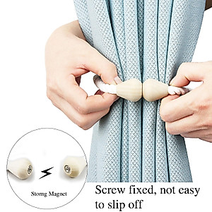 Hangtty Magnetic Curtain Tiebacks 2 Pack Cotton Boho Curtain Tie Back Decorative Rope Holdbacks for Curtains Draperies Outdoor Window Treatment Holdbacks, White