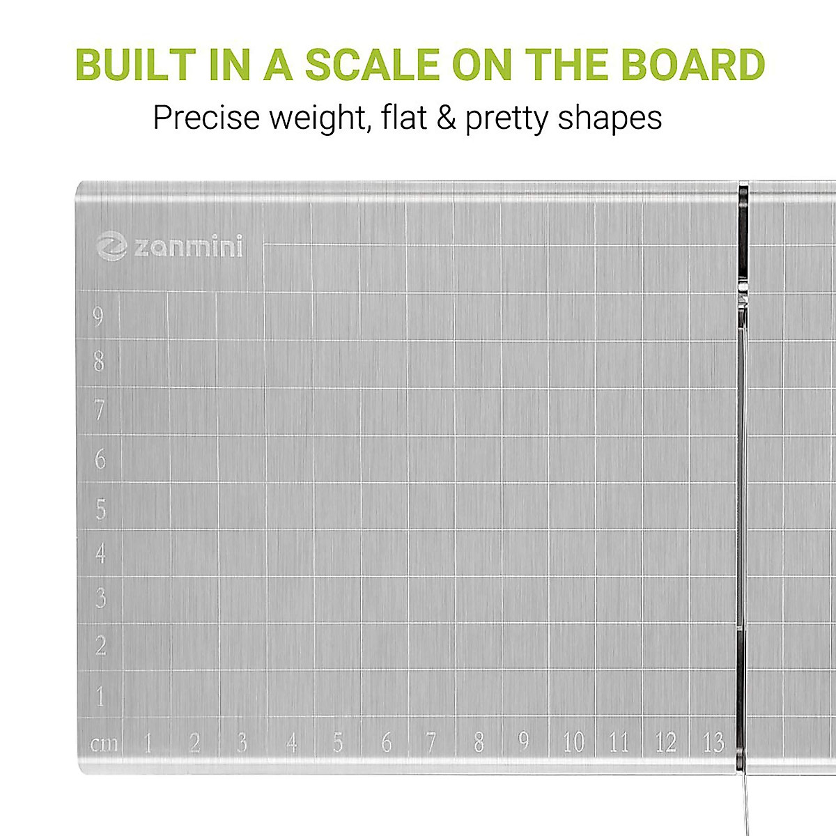 zanmini Cheese Slicer, Stainless Steel Cheese Cutter with Accurate Size Scale, Wire Cheese Slicer for Cheese Butter, Equipped with 4 Replaceable Cheese Slicer Wires