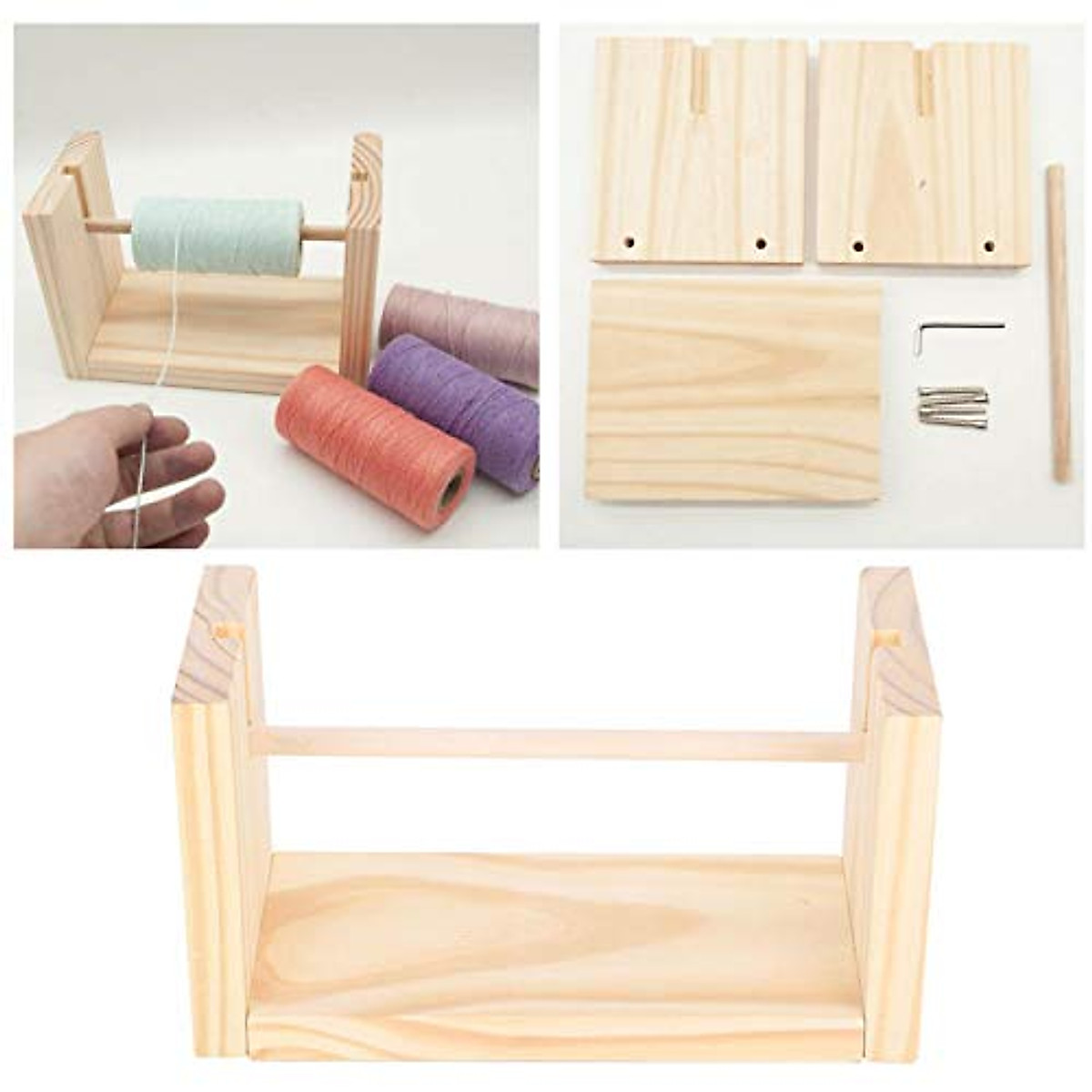 Yaami Yarn Spool, French Hemp Wooden Crochet Thread Rack Twine Holder With Twirling Mechanism String Sewing Spinner Knitting Embroidery Stand Dispenser Weaving Macrame Tool for Home Mall Store 20cm