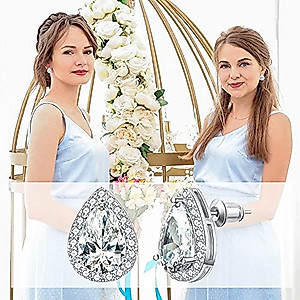 DHQH 4/6 Pairs Bridesmaids Earrings Classic Cubic Zirconia Teardrop Stud Earrings for Women Girls I Couldn’t Tie a Knot Without You Brides Bridesmaids Proposal Wedding Jewelry Gifts, C-rose gold(set of 4)