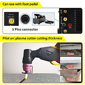 3-in-1 50 Amp Pilot Arc Plasma Cutter, 200 Amp TIG Welder and 200 Amp Stick Welder -Plasma Cutter Welder Combo-Amp Control 5 Pin Foot Pedal
