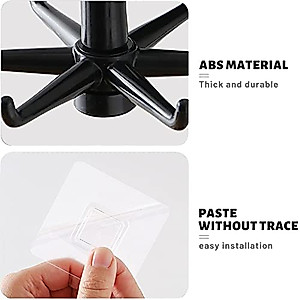 Kitchen Utensil Hanger,Under Cabinet Holder 6 Pieces 360 Degrees Rotating Folding Hook Self-Adhesive Waterproof Utility for Home Bathroom No Drilling （3 White+3 Black）, 4.3×2.7×1.9 inch