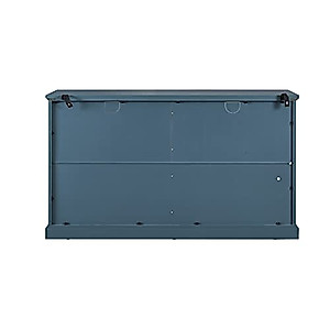 WTRAVEL Buffet Sideboard Kitchen Buffet Storage Cabinet, 4 Doors Storage Cabinet with Adjustable Shelves, Wood Console Table for Kitchen, Dining, Living Room, Dark Teal