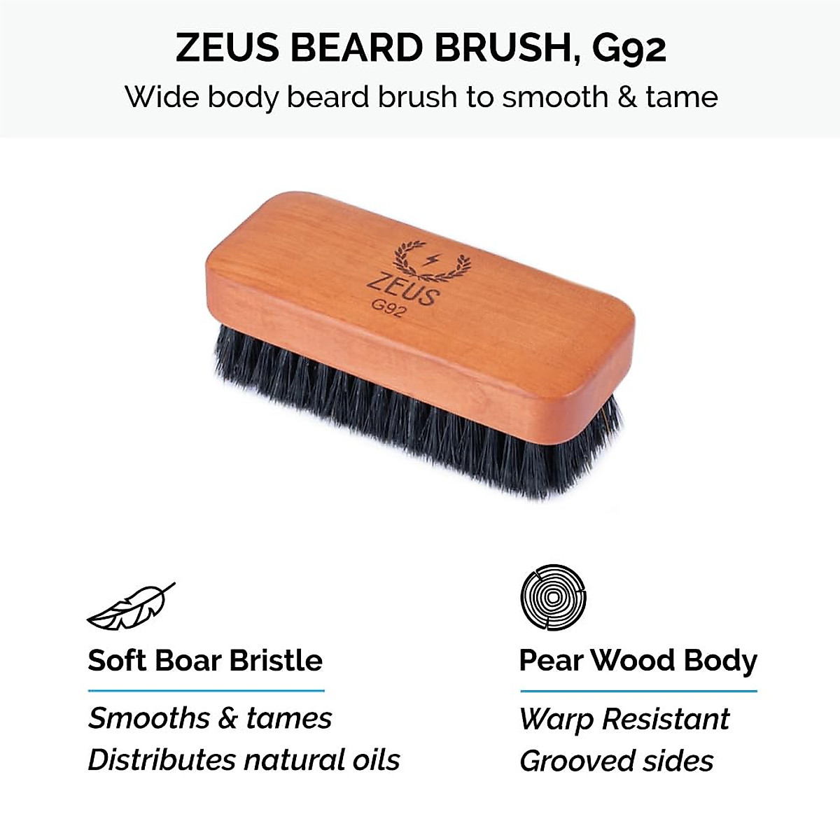 ZEUS Starter Beard Wash & Grooming Kit, Beard Brush & Beard Wash Combo Gift Set for Men (Sandalwood)