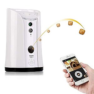 SKYMEE SM-02 Dog Camera Treat Dispenser, Remote Pet Camera with Two-Way Audio and Night Vision Remote via APP, Compatible with Alexa