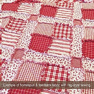 Perfect Red 6 Cotton Homespun Plaid Fabric by JCS - Sold by The Yard