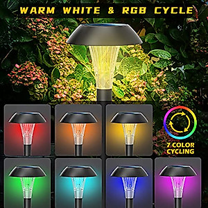LeiDrail Solar Pathway Lights 12 Pack Outdoor Solar Lights with RGB/Warm White LED Waterproof Path Lights Solar Powered Garden Lights Landscape Lighting for Yard Garden Walkway Patio
