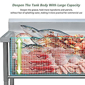 Freestanding Stainless Steel Sink, Utility Sink,1 Compartment Commercial Kitchen Sink,Kitchen Sink Industrial Sink,Commercial Sink Industrial Sink(40in)