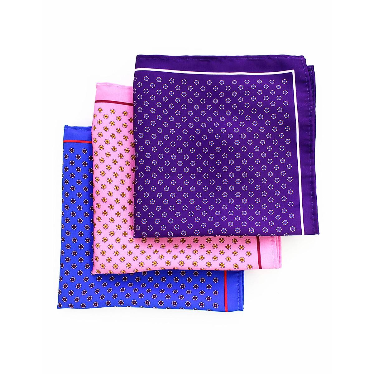 JEMYGINS 6PCS Red Yellow Pink Blue Silk Pocket Squares for Men Handkerchief Hanky Set (1)