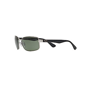 Ray-Ban RB3478 Rectangular Sunglasses, Gunmetal/Green Polarized, 60 mm
