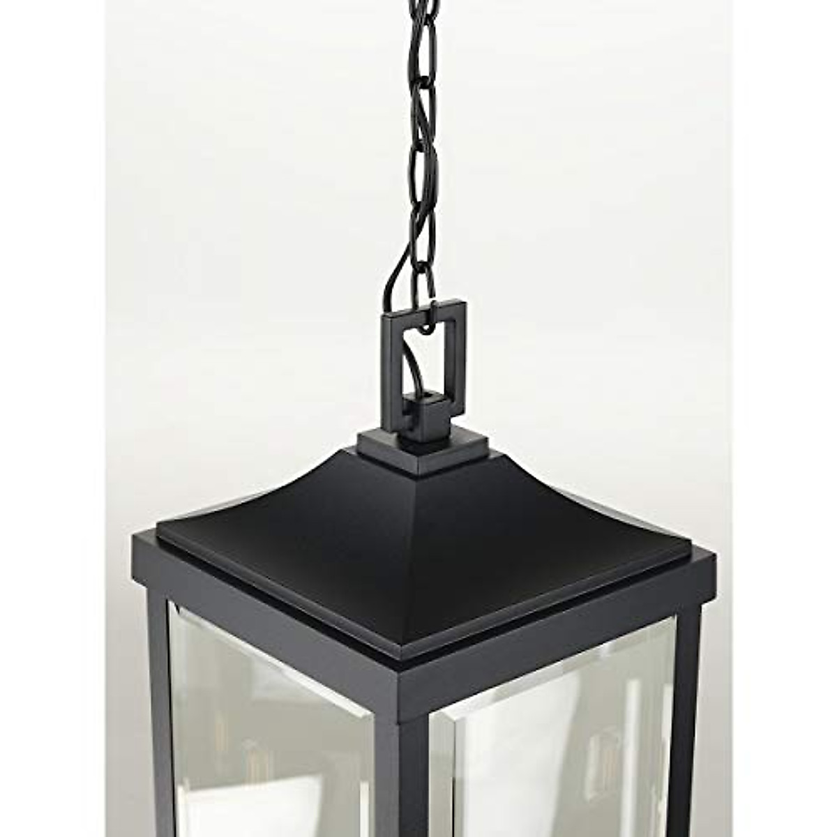 Progress Lighting Gibbes Street Collection 3-Light Clear Beveled Glass New Traditional Outdoor Hanging Lantern Light Textured Black 23.75x9.50x9.50