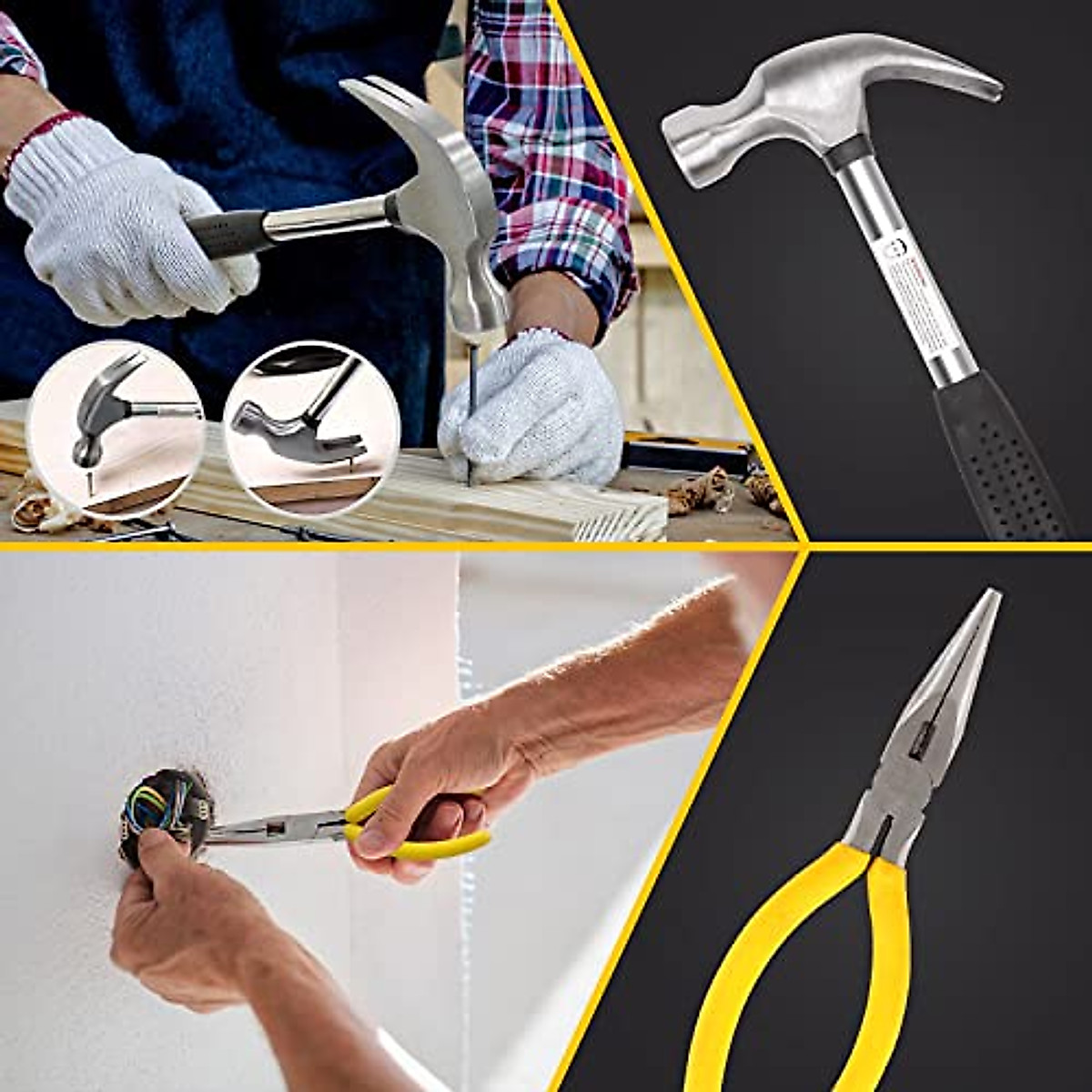 COMOWARE 130 Piece Tool Set, General Household Hand Tool Kit with Plastic Toolbox Storage Case