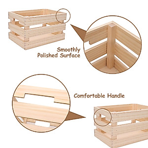 Set of 3 Natural Wood Crates - Unfinished Country Style Storage Boxes for Decor & Photo Props