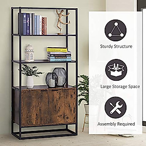 HOMCOM Shelves for Storage, Cabinet Bookcase with 3 Open Shelf, Tall Organizer Multifunctional Rack for Living Room, Brown