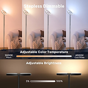 SIBRILLE Upgraded RGBCW Floor Lamp, Bright Color Changing RGB Standing Lamp, Modern Stepless Dimmable LED Tall Lamp with Remote Control, 20W 3000-6000K Floor Lamps for Living Room, Bedroom, Office