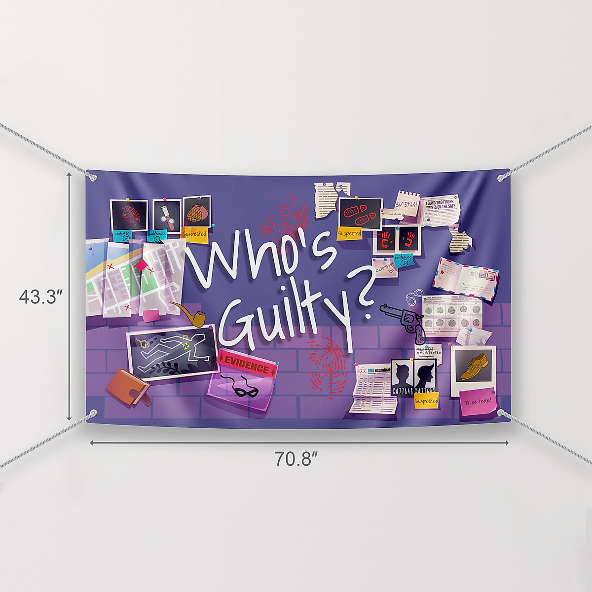 Murder Mystery Party Backdrop – Detective Party Banner, Mystery Party Background, Murder Mystery Party Decor, Spy-Themed Party Decorations - (70” x 43”)