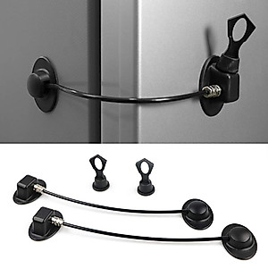 2 Pack Refrigerator Lock with Magnetic, Child Safety Locks, Fridge Freezer Door Lock, for Cabinet Drawer, Convenient - Black