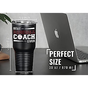 Onebttl Baseball Coach Gifts, Funny Gift Idea for Appreciation, Christmas, Birthday, 30oz Stainless Steel Insulated Travel Mug - Best Baseball Coach Ever