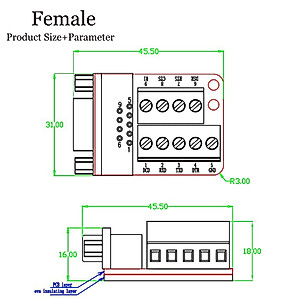 Zovfam DB9 Breakout Connector, Female D-SUB Adapter Plate Connector RS232 Serial to Terminal Board Signal Modul-3 Pcs