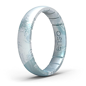 Enso Rings Handcrafted Thin Silicone Ring – Comfortable and Flexible Design – 4.3mm Wide, 1.75mm Thick (Ocean Mist, 10)