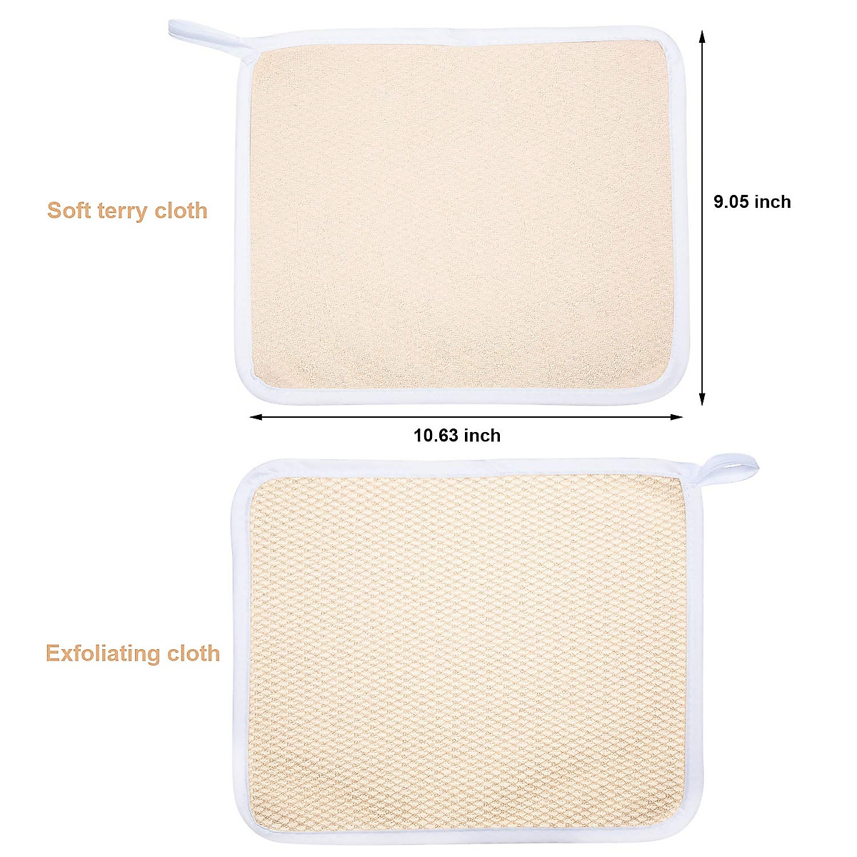 Exfoliating Face and Body Wash Cloths Towel Soft Weave Bath Cloth Exfoliating Scrub Cloth Massage Bath Cloth for Women and Man (3 Pack Exfoliating Side and Soft Terry Side Cloth)