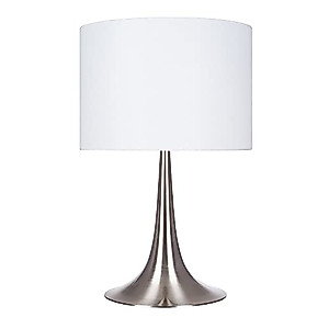 Catalina 23105-000 Modern Fluted Metal Base Table Lamp with White Shade, 19", Brushed Nickel