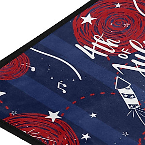 4Th of July Kitchen Rug American Independence Day Door Mat Non-Slip Patriotic Memorial Day Bath Rug Home Decor Runner Floor Mat Carpet for Kitchen Living Bedroom 39 x 20 Inch