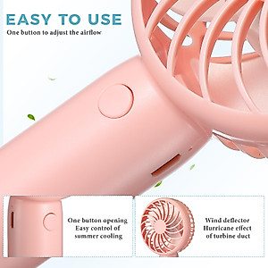 Tujoe Mini Powerful Handheld Fan Mini Portable Fan 3 Speed Personal Small Desk Fan with Base USB Rechargeable Fan for Women Eyelash Makeup Office Travel Beach Indoor Outdoor(48 Pcs)