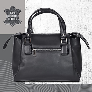 LEVOGUE Genuine Leather Front Pocket Zipper Crossbody Handbag for Women - Handmade by VALENCHI (Eternal Black)