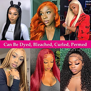 Straight Lace Front Wigs 13x4 HD Transparent Lace Front Wigs Glueless Wigs Human Hair Pre Plucked with Baby Hair 180% Density Lace Frontal Wigs for Black Women Natural Color (20inch)