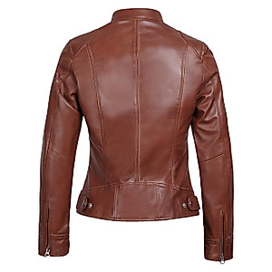 Decrum Womens Brown Leather Jackets Women - Womens Leather Jackets | [1315004] Ddge Cognc, L