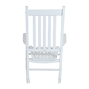 Outsunny Outdoor Rocking Chair, Wooden Rocking Patio Chairs with Rustic High Back, Slatted Seat and Backrest for Indoor, Backyard, Garden, White