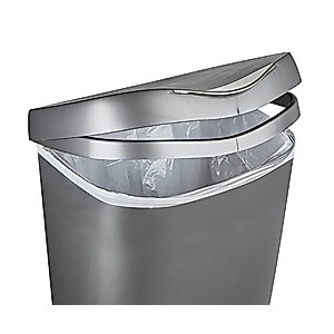 Umbra Brim Kitchen Trash Can 13 Gallon (50L) Waste Bin with Lid, Silver