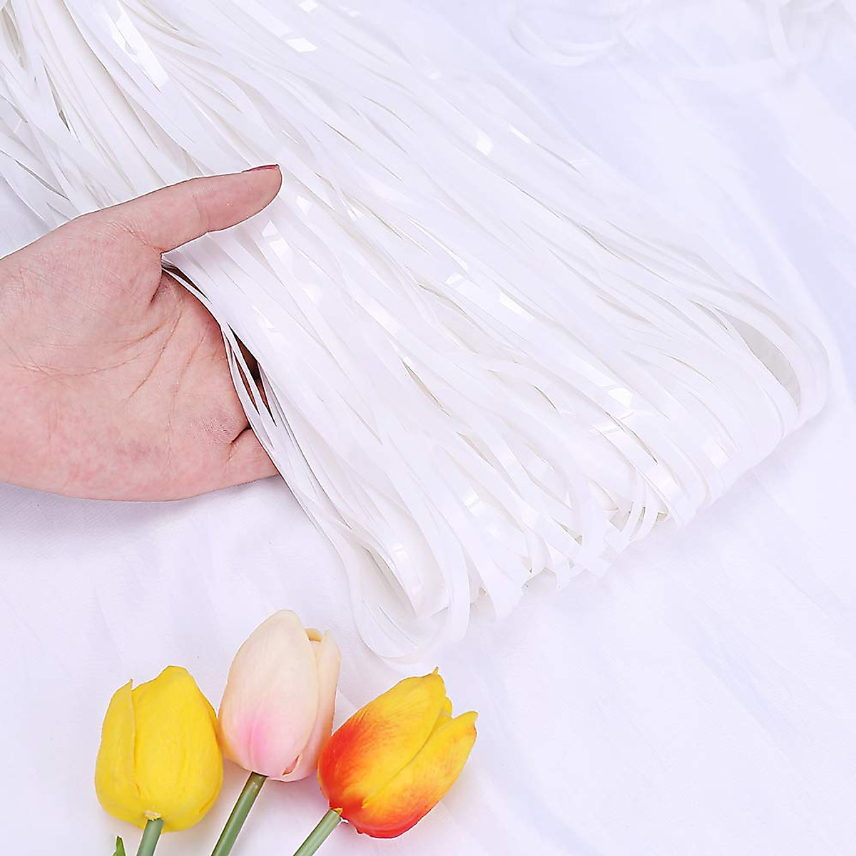 White Fringe Backdrop Curtain for White Party Decorations -6.5x6.5ft, Pack of 2 | LILF White Curtain Backdrop Tinsel Streamers for Birthday Bridal Baby Shower Graduation Euphoria Photobooth Props