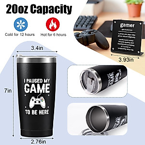 Gamer Gifts for Men Boyfriend Teenage Boy Birthday Christmas Gifts Box- Easter Basket Stuff Game Room Decor Gaming Gift for Man Him Video Game Lover (Gamer Tumbler+Pillow Cover+Socks+Stainless Sign)
