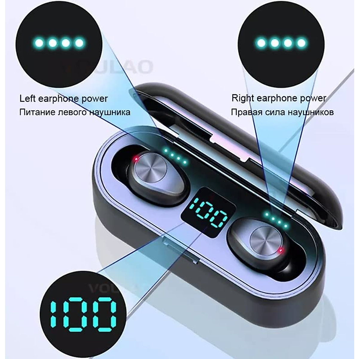 ActivePur Wireless F9 TWS Stereo Earbuds Bluetooth with 2000 mAh, Wireless Charging Case, Easy Pairing, LED Charge Display, Noise Cancelling, Phone Calls, IPX4 Waterproof.