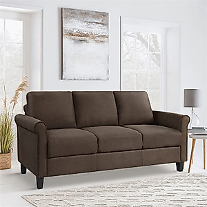 Lexicon Kenmare Fabric Upholstered Sofa with roll arms in Chocolate Color