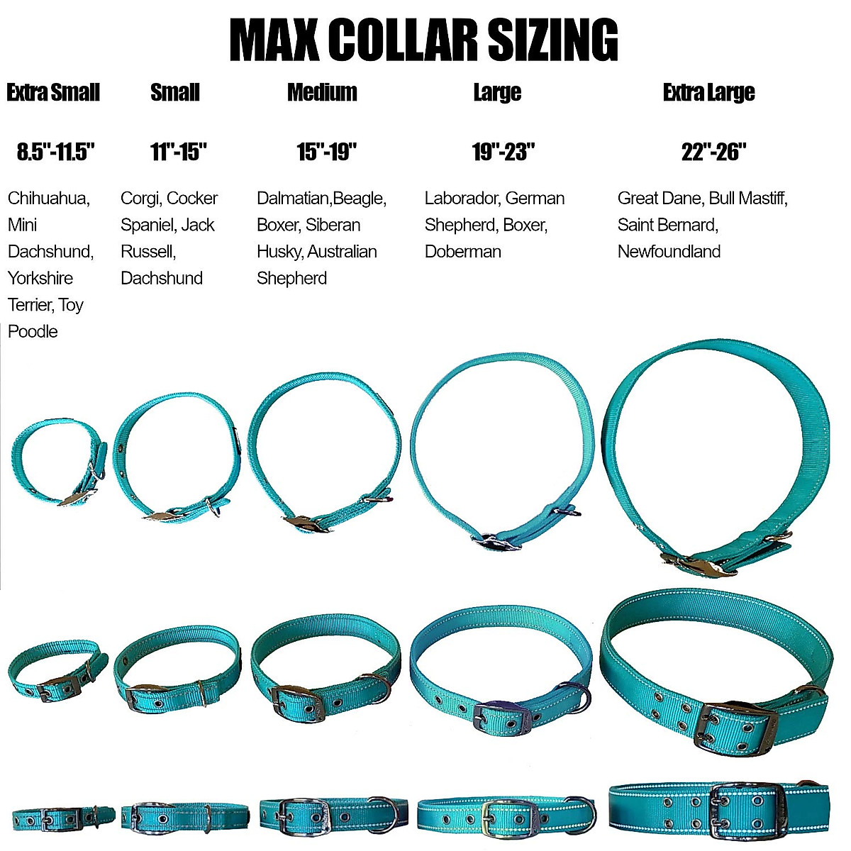 Max and Neo MAX Reflective Metal Buckle Dog Collar - We Donate a Collar to a Dog Rescue for Every Collar Sold (Medium, Black)