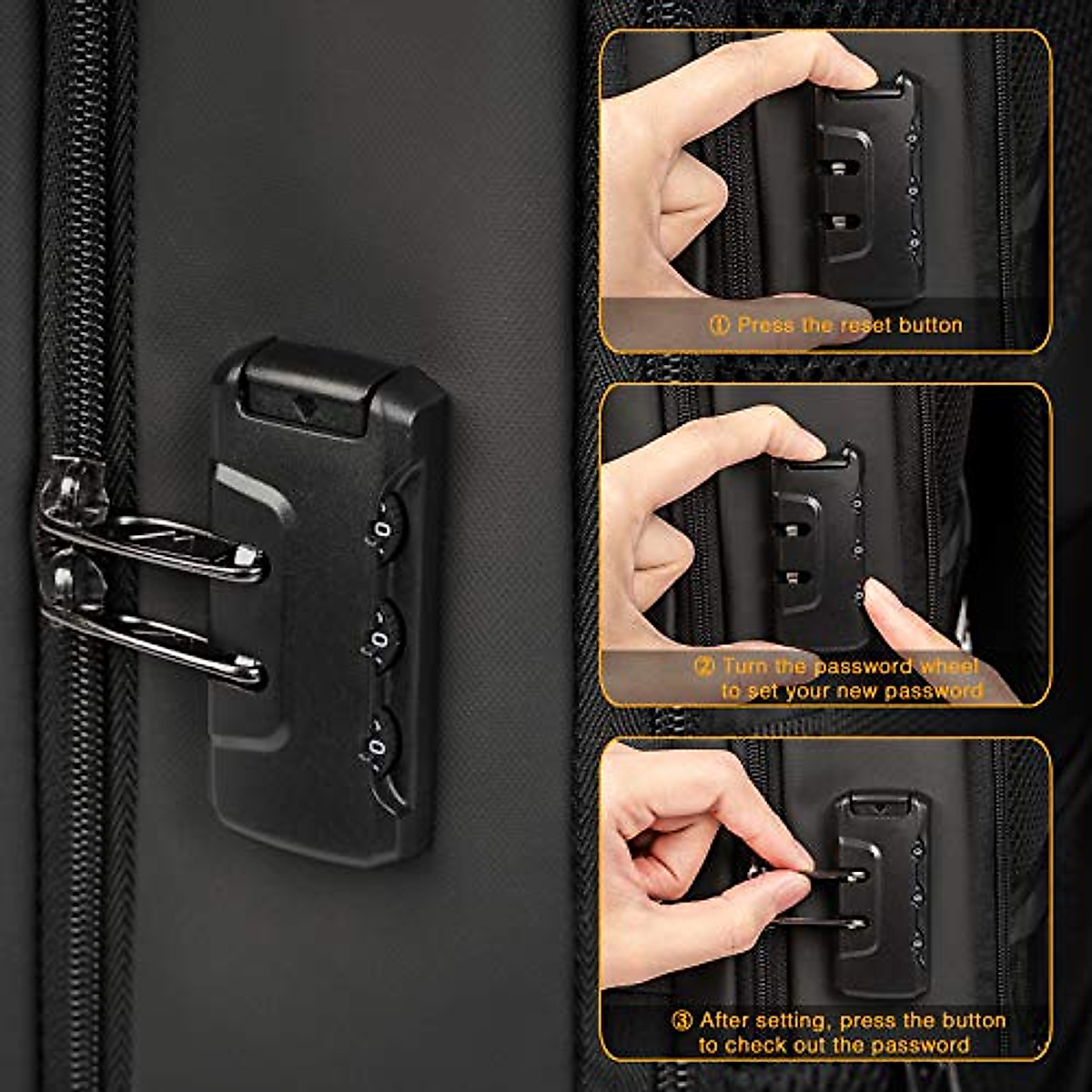 Anti Theft Hard Shell Laptop Backpack 15.6 Inch, Waterproof Expandable Business Computer Backpack with USB Charging Port and Lock for Men, Women Durable College Student Bookbag Travel Daypack, Black