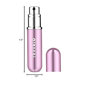 Travalo Classic Perfume Atomizer - U refill system - Elegant Metal Travel Atomiser - TSA Flight Approved Portable Mini Refillable Empty spray Bottle Glass-free Scent Pump Case - Pink 0.17 oz / 5ml